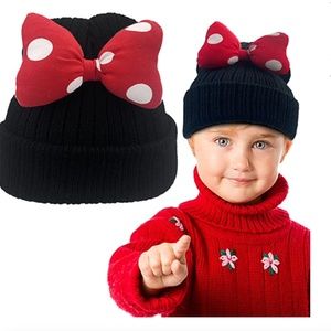 Accessories | New Soft Warm Knit Baby Hat With Red And White Polka Dot ...
